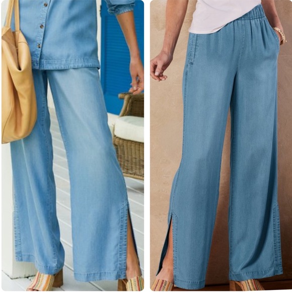 Soft Surroundings | Pants & Jumpsuits | Soft Surrondings Nwt Twyla Pants Light Blue Chambray ...